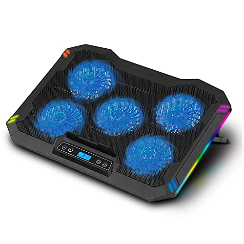 SWORDFISH RGB Laptop Cooling Pad, 10"-17.3" Laptop Cooler with 5 Quiet ...