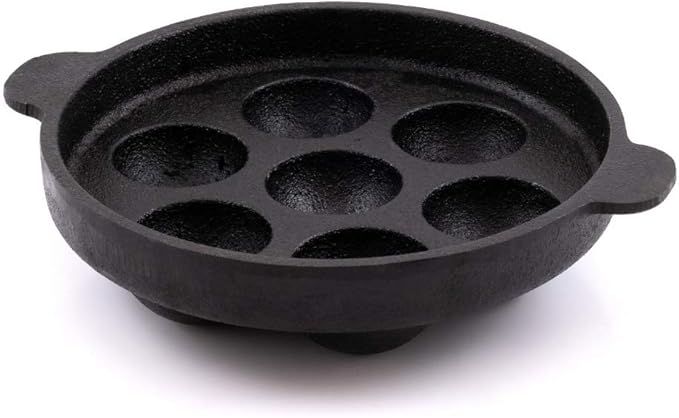 Buy Bhagya Cast Iron Cookware Seasoned Paniyara Pan/Paddu Pan - 7 Holes ...