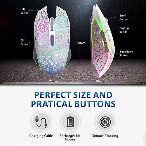 TENMOS M2 Wireless Gaming Mouse, Silent Rechargeable Optical USB ...