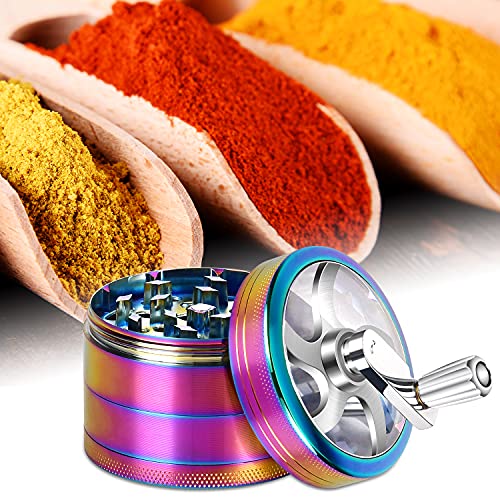 Hand Cranked Grinder, 4 Piece 2.5" Rainbow Spice Grinder Large Capacity ...