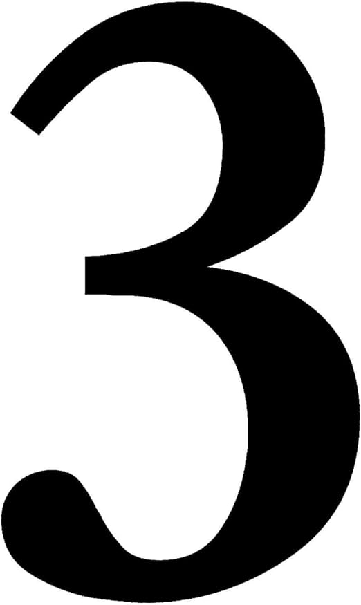 Zahlen-Aufkleber Nr. 3 in schwarz I Höhe 20 cm I selbstklebende Haus ...