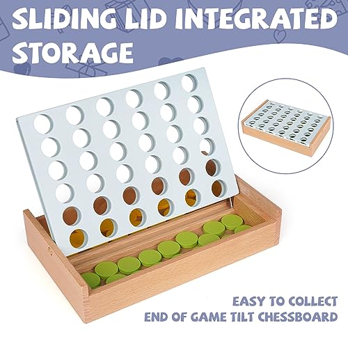 XAOHAO Wooden 4 in a Row Game for Kids and Adults- Strategy Board Game ...