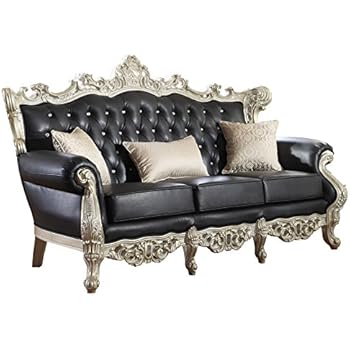 Amazon.com: Meridian Furniture 602-S Cesar Black Leather Upholstered ...