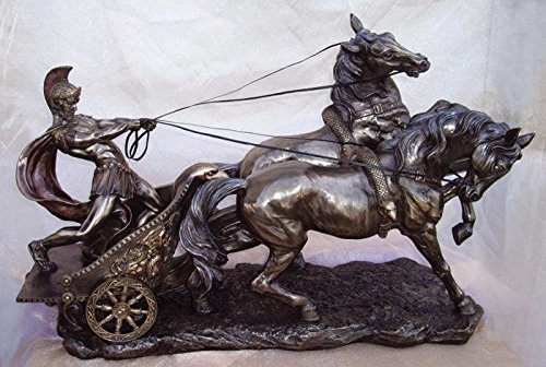 Amazon.com: TLT 26 Inch Large Roman in Chariot with Horses Cold Cast ...