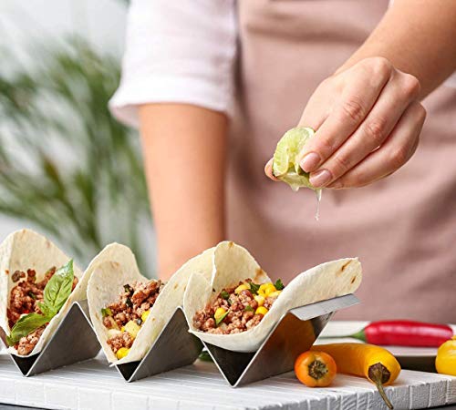Taco Holder Stand,Set of 4 Stainless Steel Taco Tray,Stylish Taco Shell ...