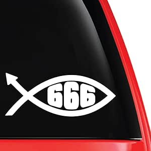 Amazon.com: EvolveFISH 666 Devil Fish Vinyl Decal White 5": Automotive