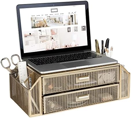 BLU MONACO Computer Drawer Stand with Storage, Gold price in Saudi ...