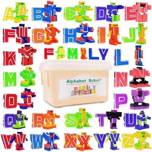Siiziitoo 26 Pieces Alphabet Robots Toys for Kids, Alphabots ...