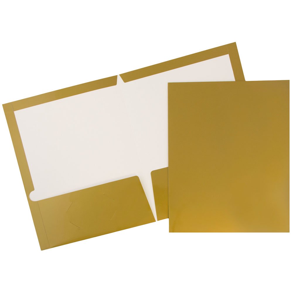 Amazon.com : JAM PAPER Laminated Two Pocket Glossy Folders - Gold ...