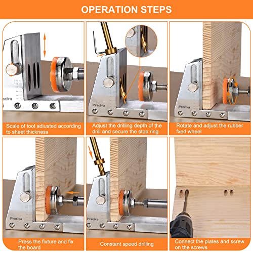 Preciva Pocket Hole Jig Kit, Upgraded All-Metal Woodworker Angle Holes ...