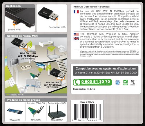 TRENDnet Wireless N 150 Mbps Mini USB 2.0 Adapter,Wi-Fi Compliant with ...