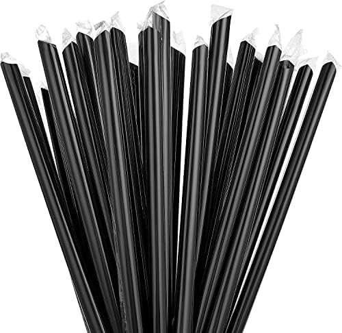 IBUBBLE TEA HOUSE Jumbo Black Straws 9 inch long,100Pcs Disposable ...