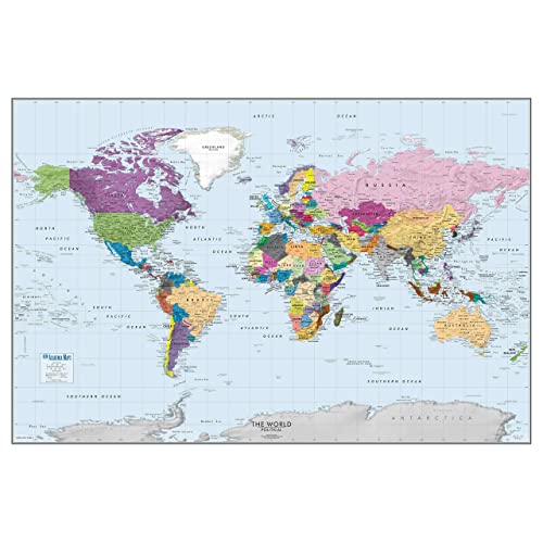 Colorful World Political Wall Map | 36x24 Large World Map | Detailed ...