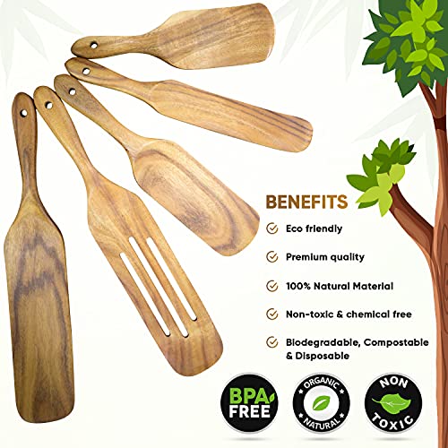 Wooden Spurtle Set of Kitchen Tools | Pack of 5 Spurtles Kitchen Tools ...