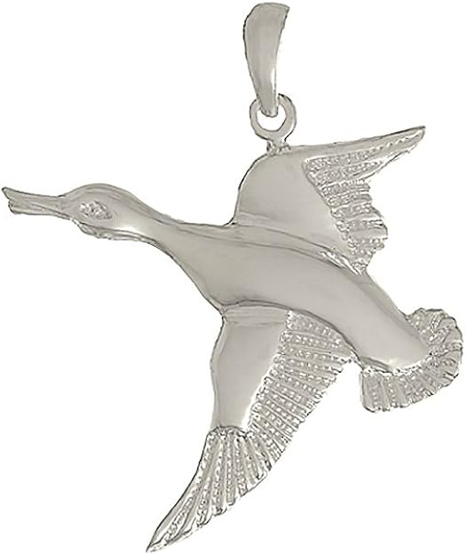 Amazon.com: 925 Sterling Silver Animal Charm Pendant, Flying Duck 2-D ...