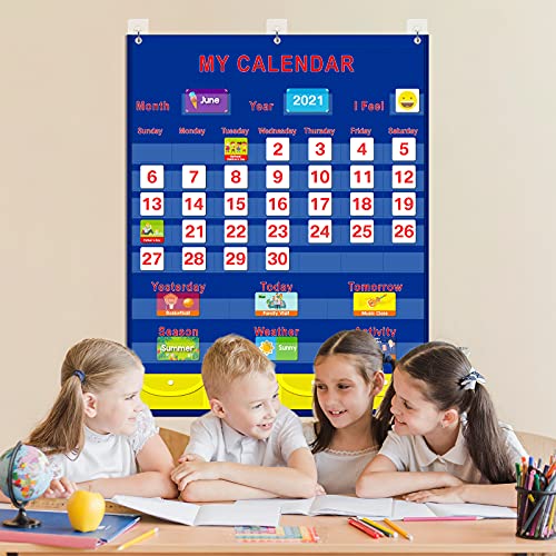 Calendar and Weather Pocket Chart for Kids Learning, Monthly Calendar ...