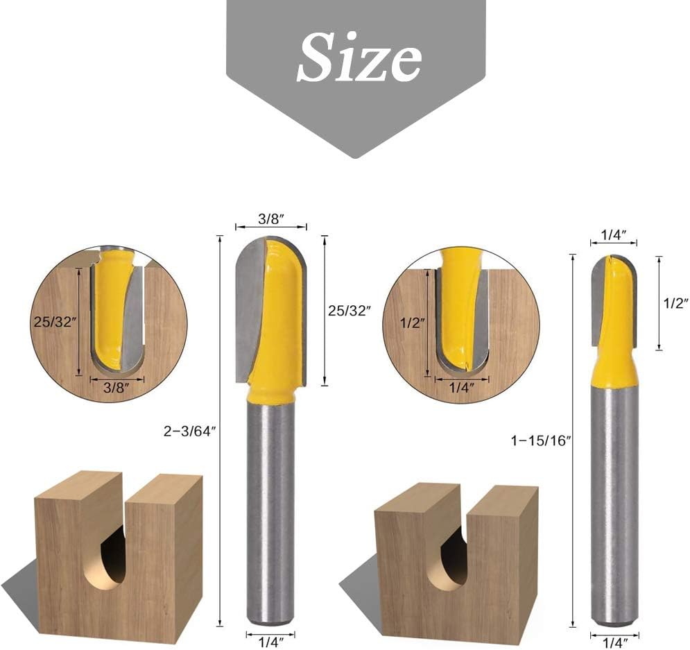 Mesee 6 Pieces Grooving Router Bit Set, 90 Degree V-Groove and Core Box ...