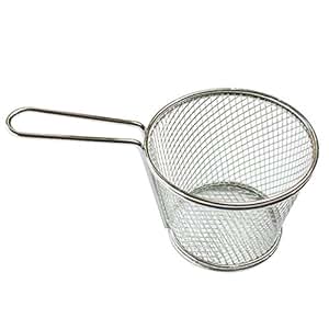Stainless Steel Deep Fry Basket Round Wire Mesh Fruit Strainer With ...