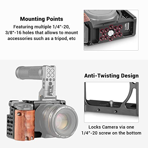 SMALLRIG Camera A6300 Cage for Sony A6000 / A6300 with Wooden Handle ...