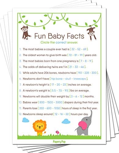 Fun Baby Facts Game Cards (Pack of 50) - Baby Shower Games for Boys or ...