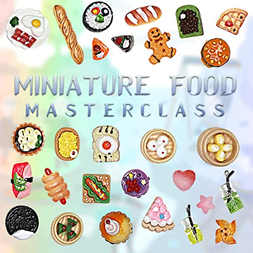 60 Pieces Miniature Food Drinks Toys Mixed Resin Foods for Doll Kitchen ...