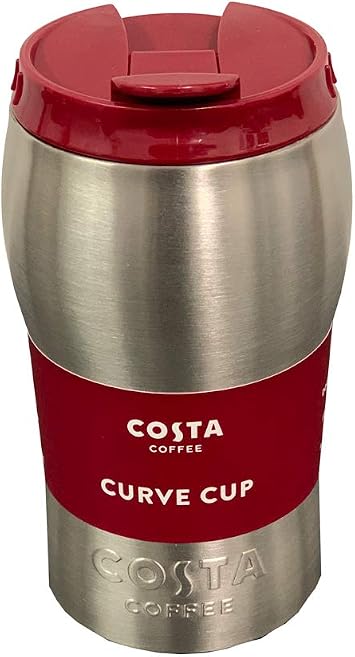 Costa Steel Travel Mug Curve Silver Double Wall 450ml: Amazon.co.uk ...