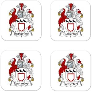 Amazon.com: Rutherford Family Crest Square Coasters Coat of Arms ...