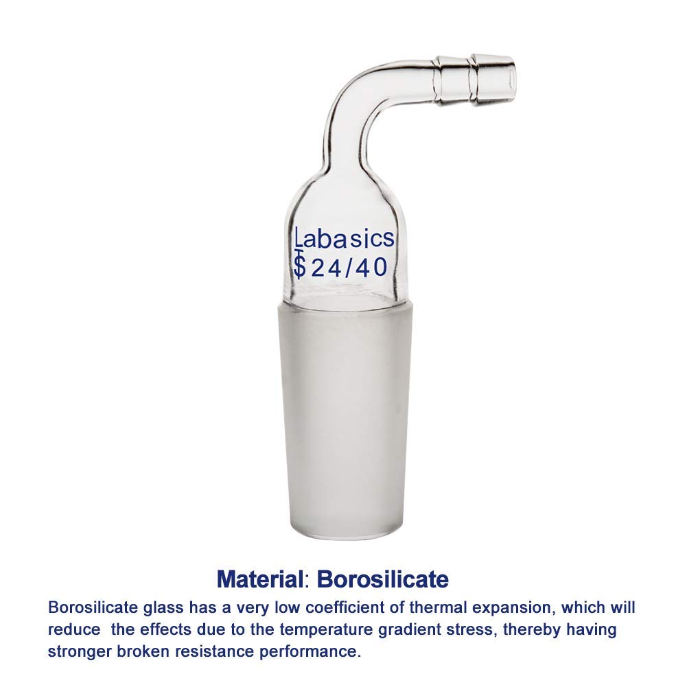 Labasics Glass Bent Inlet Adapter with 24/40 Male Glass Joint and 8mm ...