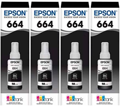EPSON- Kit de 4 Tintas T664120-AL L120 L210 L350 L355 L455 L555 L565 ...