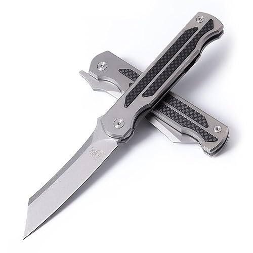 KATSU S35VN Steel Blade Folding Knife,Titanium Pocket Knife for Men ...