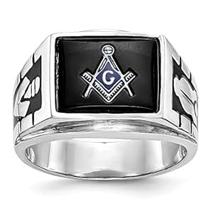 14K White Gold Men's Masonic Ring|Amazon.com