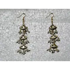 Meenakari Earring Set- 2 Antique Black Silver Finish Dangling Earrings