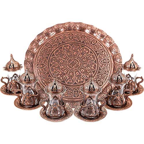 Amazon.com: Turkish Moroccan Indian Tea Set for Six - Glasses with ...