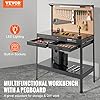 VEVOR Work Benches for Garage Heavy-Duty Steel Work Bench with Power ...