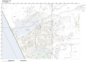 Amazon.com: Working Maps Zip Code Wall Map of Muskegon, MI Zip Code Map ...