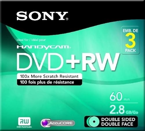 Sony 3DPW60DSR2H 8cm Double-Sided DVD plus RW 3-Pack with Hang Tab (Discontinued by Manufacturer ...