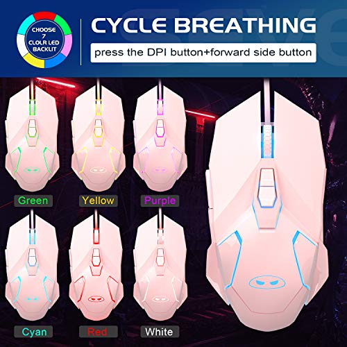MageGee G10 Gaming Mouse Wired, 7 Colors Breathing LED Backlit Gaming ...