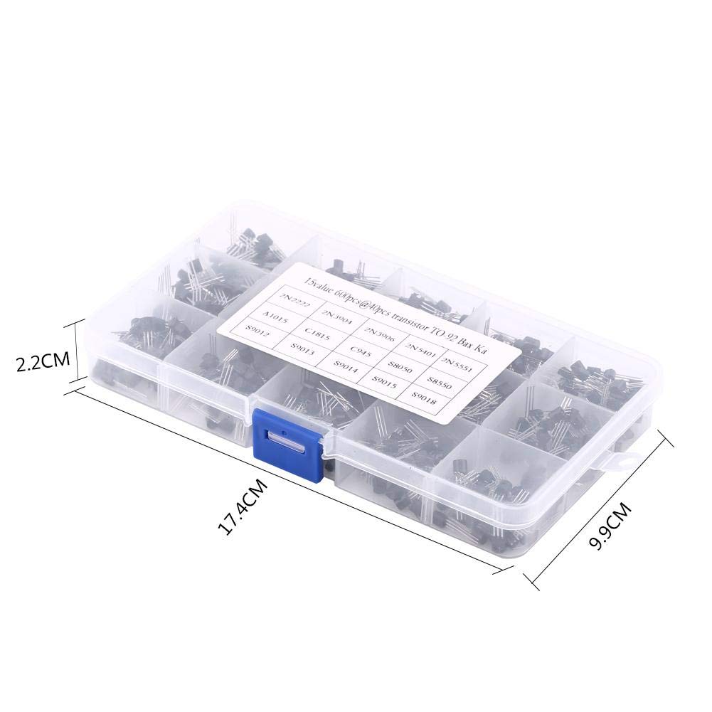 600Pcs 15 Types Mixed Transistors TO-92 Assortment Transistor Box Kit ...