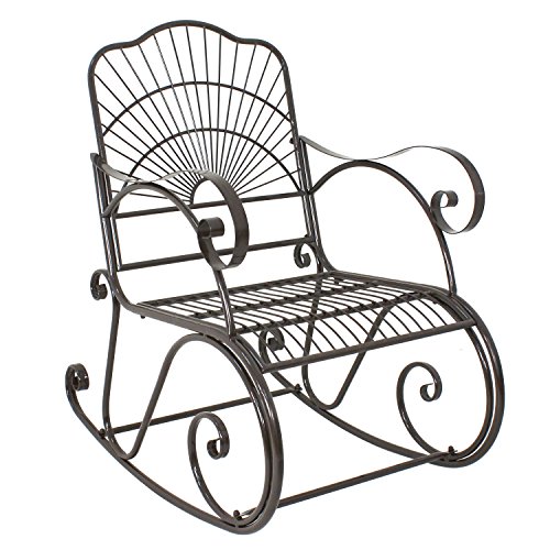 Amazon.com: ZENY Chair Wrought Iron Porch Decorative Metal Glider ...