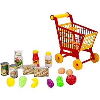 Amazon.com: Toy Grocery Shopping Cart Trolley- Includes Play Food: Toys ...