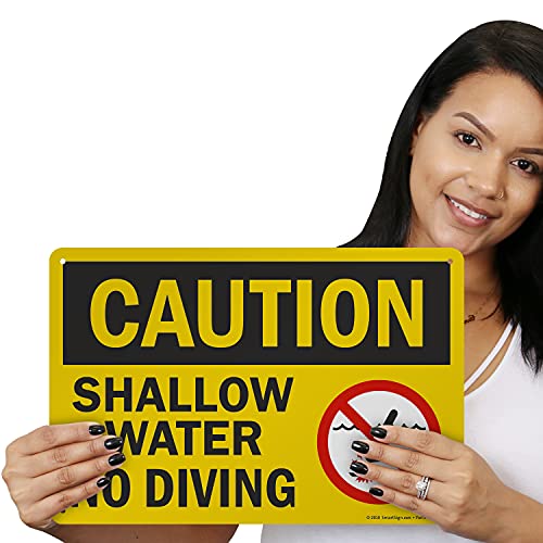 SmartSign "Caution - Shallow Water, No Diving" Sign | 10" x 15" Plastic | Pricepulse