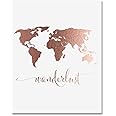 Amazon.com: DIGIBUDDHA Wanderlust World Map Rose Gold Foil Art Print ...