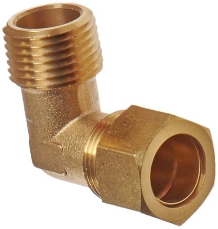 Anderson Metals 50069 Brass Compression Tube Fitting, 90 Degree Elbow, 5/8" Tube OD x 1/2" NPT ...