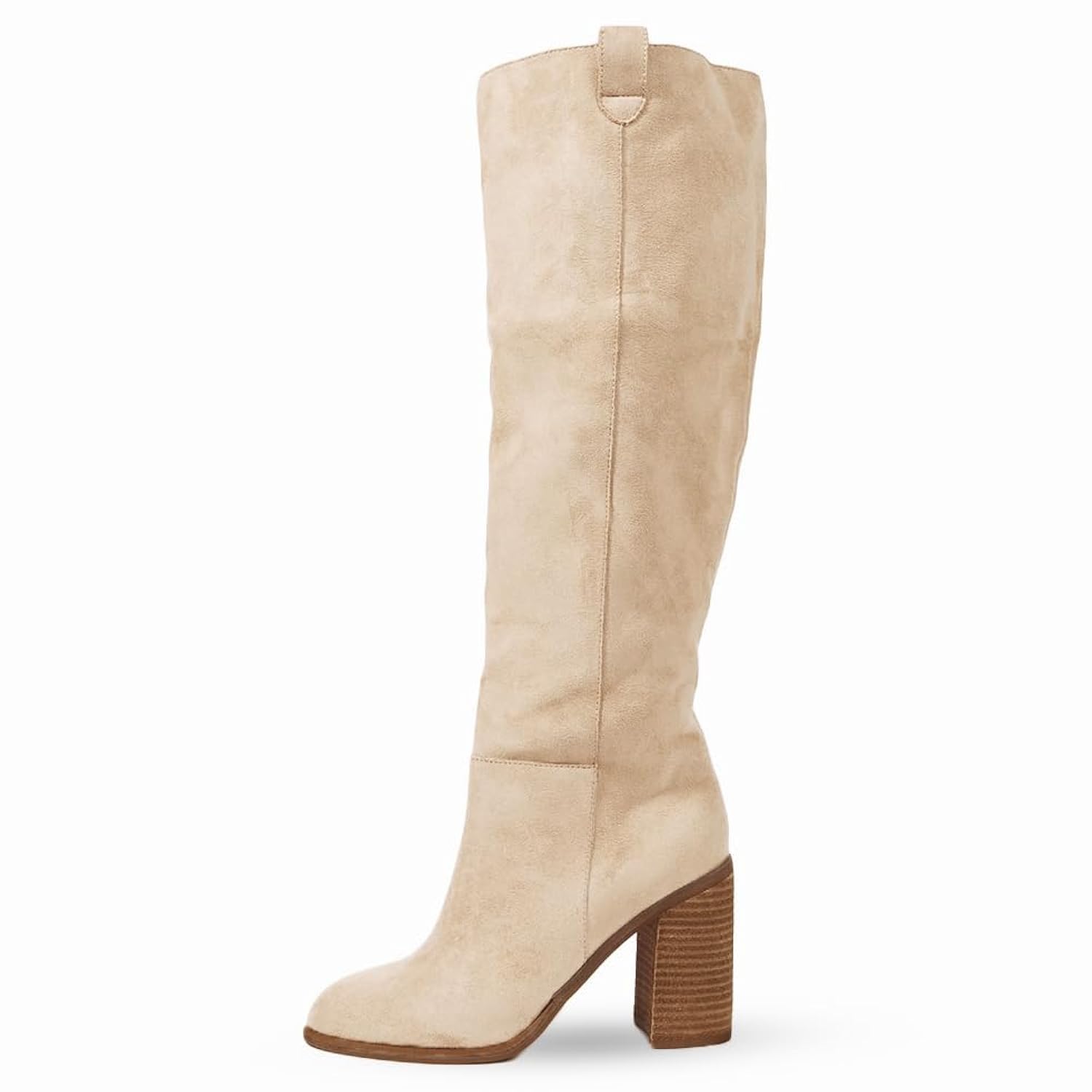 Erocalli Fall Tall Long Boots Faux Suede Round Toe Knee-High Stretch ...