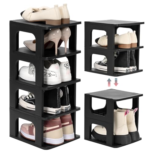 TRZZ 5-Tier Small Shoe Rack for Entryway, DIY Small Shoe Organizer ...
