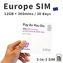 Amazon.com: Three UK Prepaid Europe SIM with up to 12GB data for 42 ...