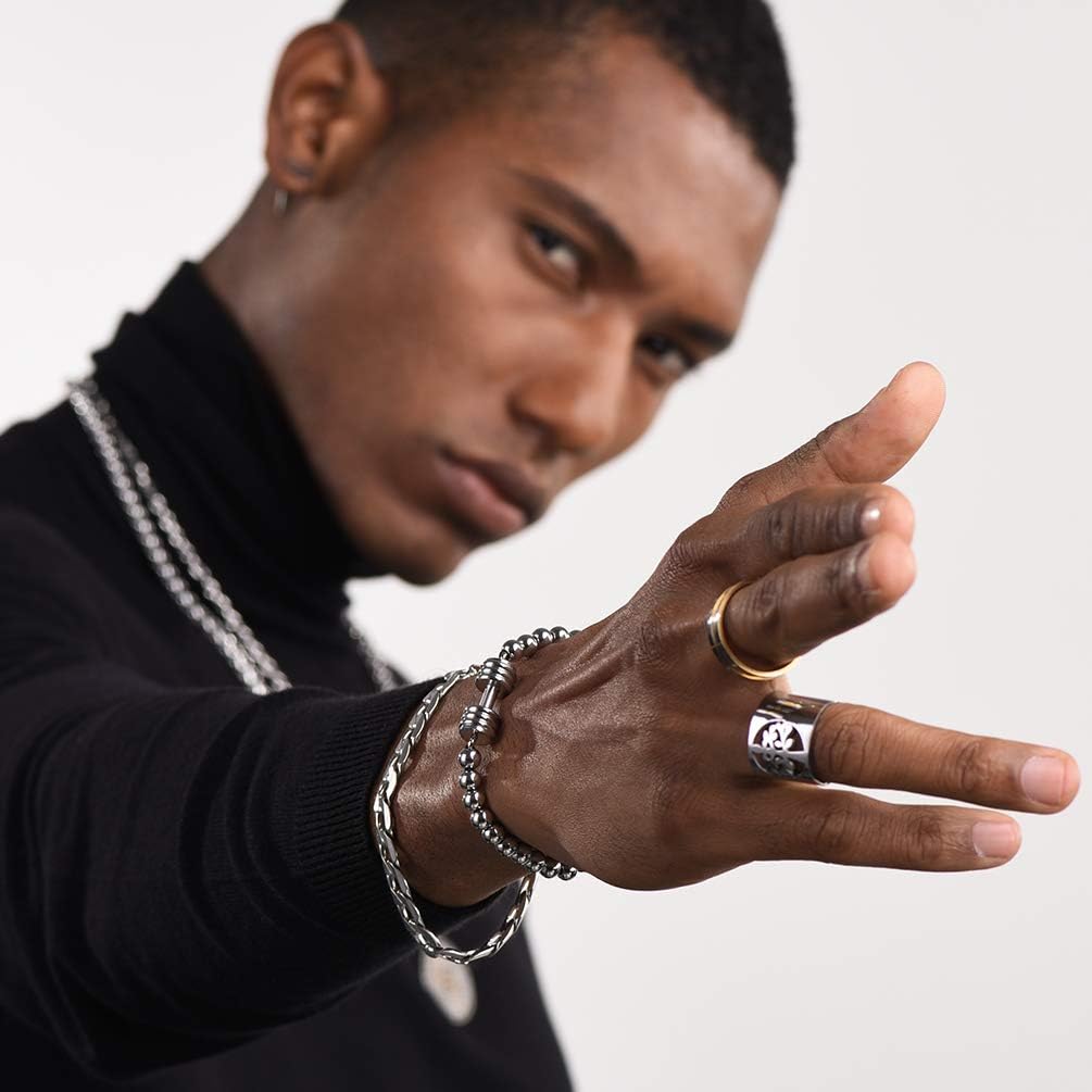 PROSTEEL Tree of Life Open Rings Adjustable 316L Stainless Steel Hollow ...