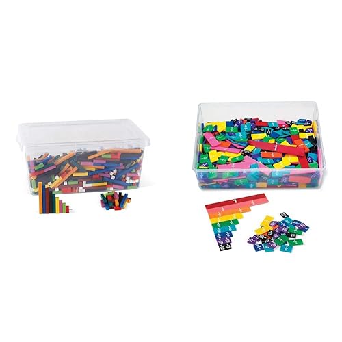hand2mind Plastic Cuisenaire Rods Classroom Set (Set of 15) and hand2mind Plastic Rainbow ...