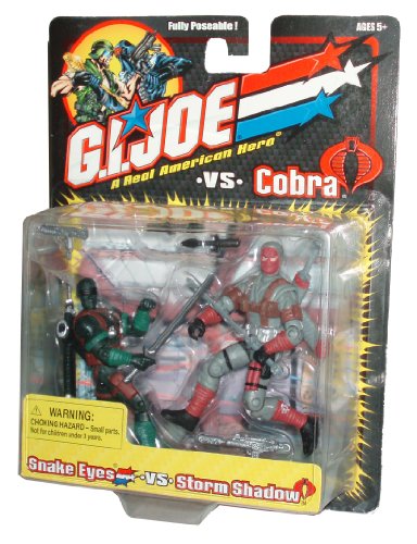 GI Joe vs Cobra Year 2001 Fully Poseable 2 Pack 4 Inch Tall Action Figure - SNAKE EYES vs. STORM ...