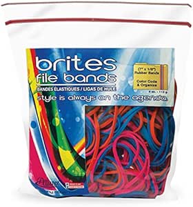 Alliance Brites File Bands (7 x 1/8 Inches) in Three Brite Colors - 50 ...